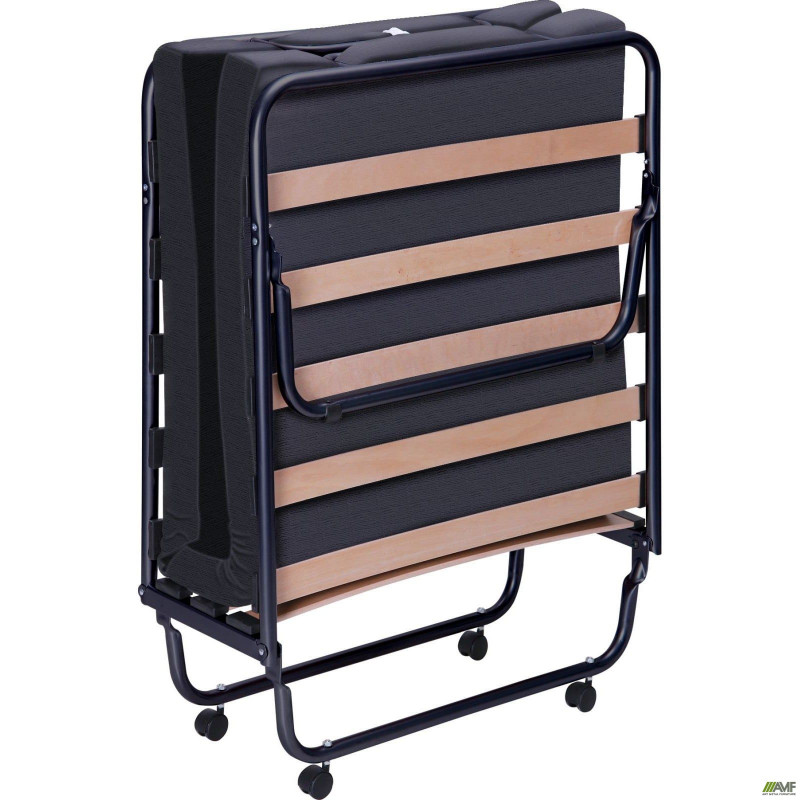 Pat pliant Classic negru cu saltea